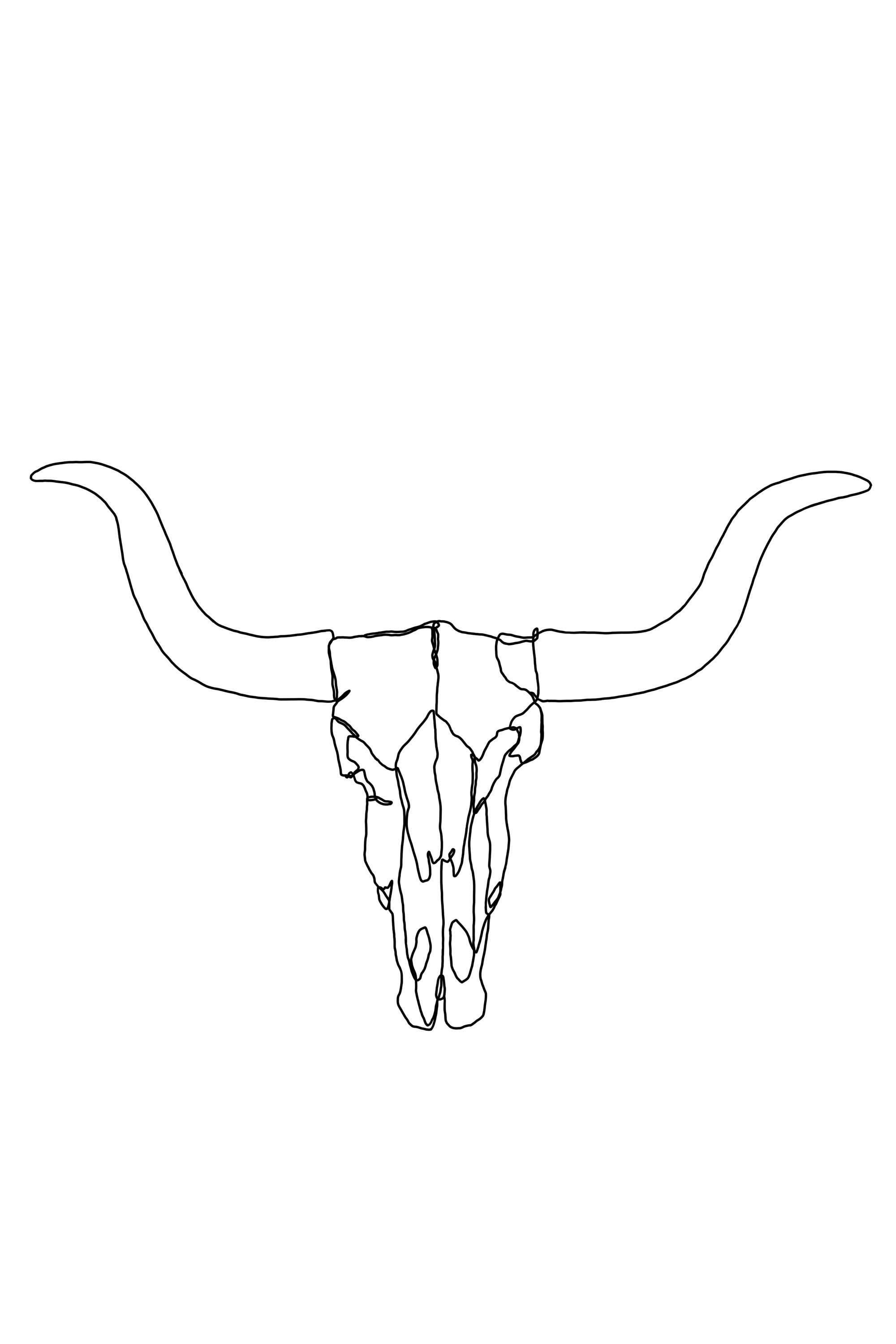 Cow Skull One Line Drawing Minimalist Digital Art Download Printable ...