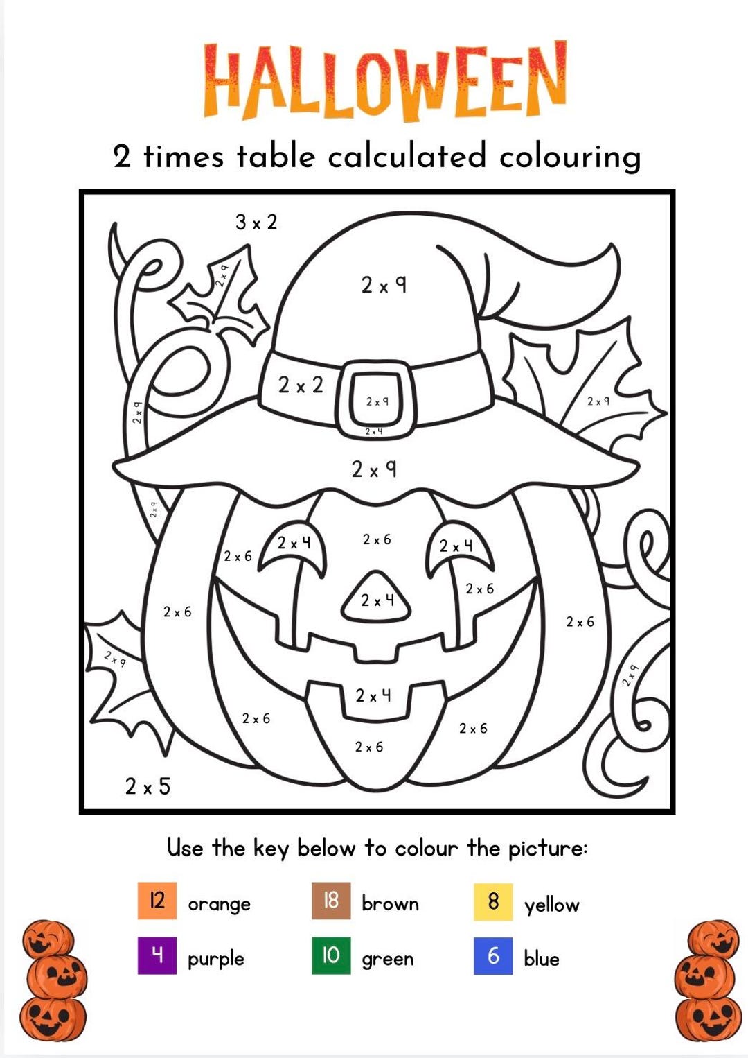Fun & Educational Pumpkin Colour by Number (2 Times Tables) - Perfect ...