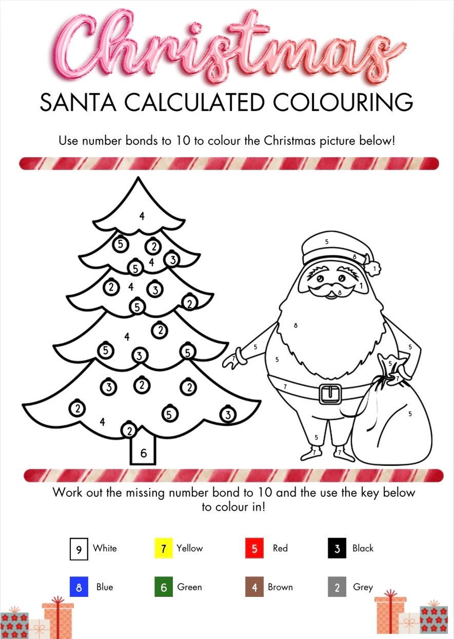 Fun & Educational Santa and Christmas Tree Colour by Number (number ...