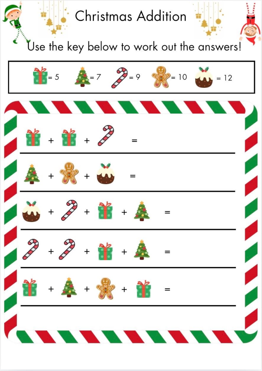 Christmas Addition Fun Sheets! | Downloadable A4 Printables - Perfect ...