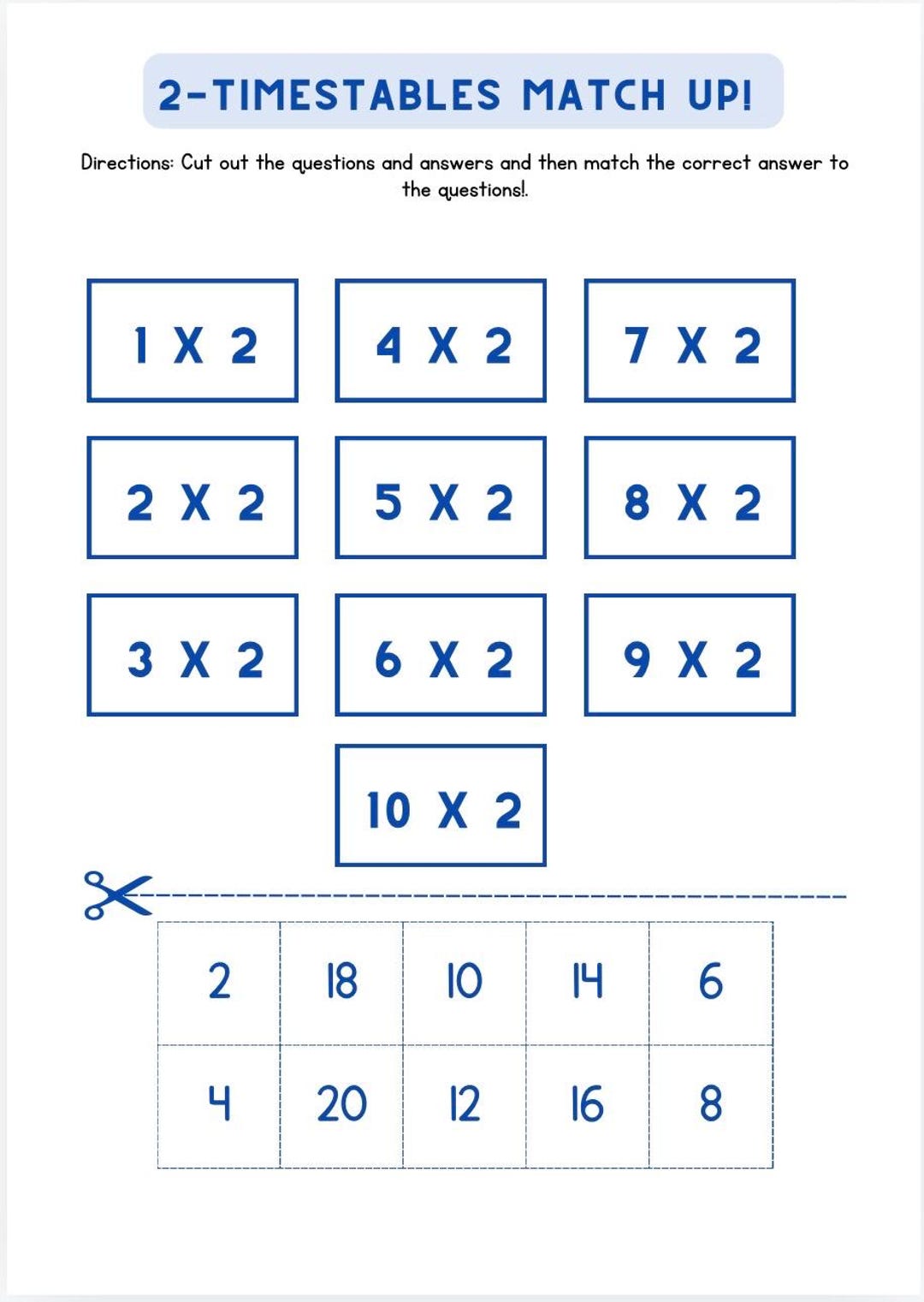 Kids Times Tables Match-up Activity | Fun Digital Download for Learning ...