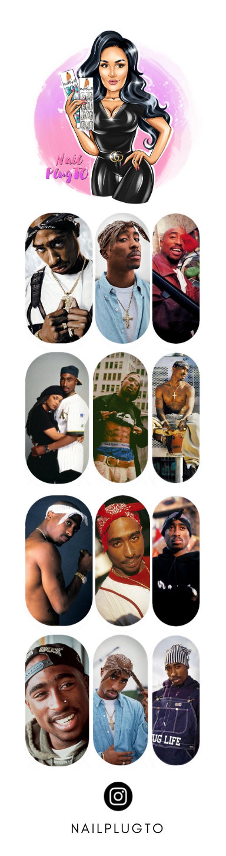 Tupac Nail Decals Waterslide Decals Nail Art Nail - Etsy