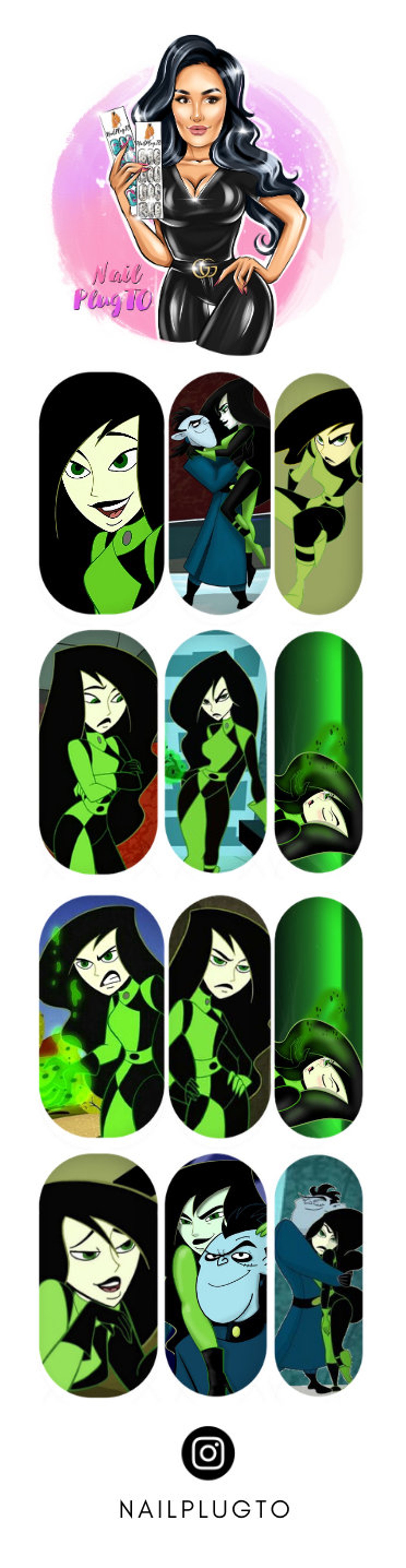 Shego Nail Decals Waterslide Decals Nail Art Nail - Etsy UK