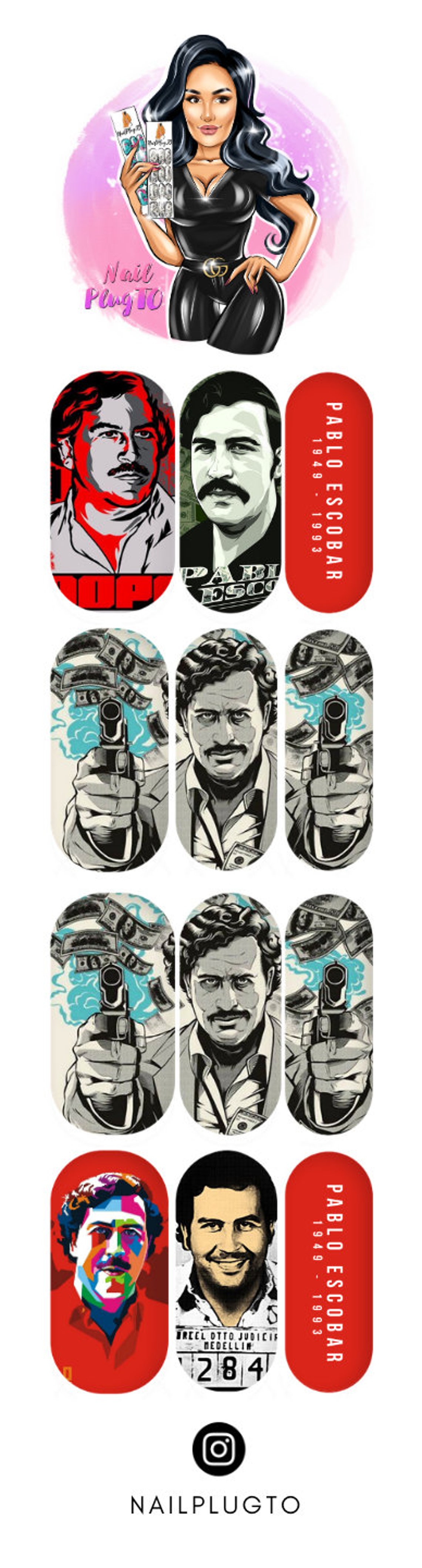 Pablo Escobar Nail Decals Waterslide Decals Nail Art - Etsy Canada