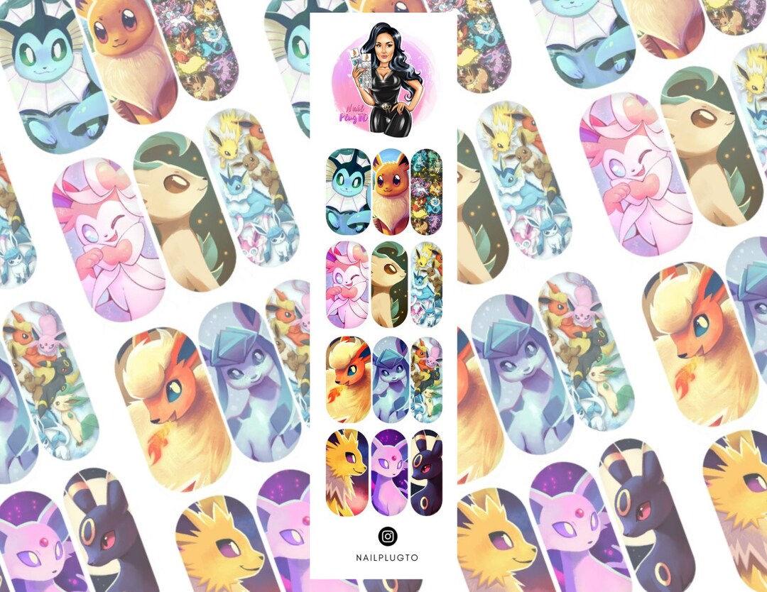 Eevee Evolution Nail Decals Waterslide Decals Nail Art Nail Stickers - Etsy