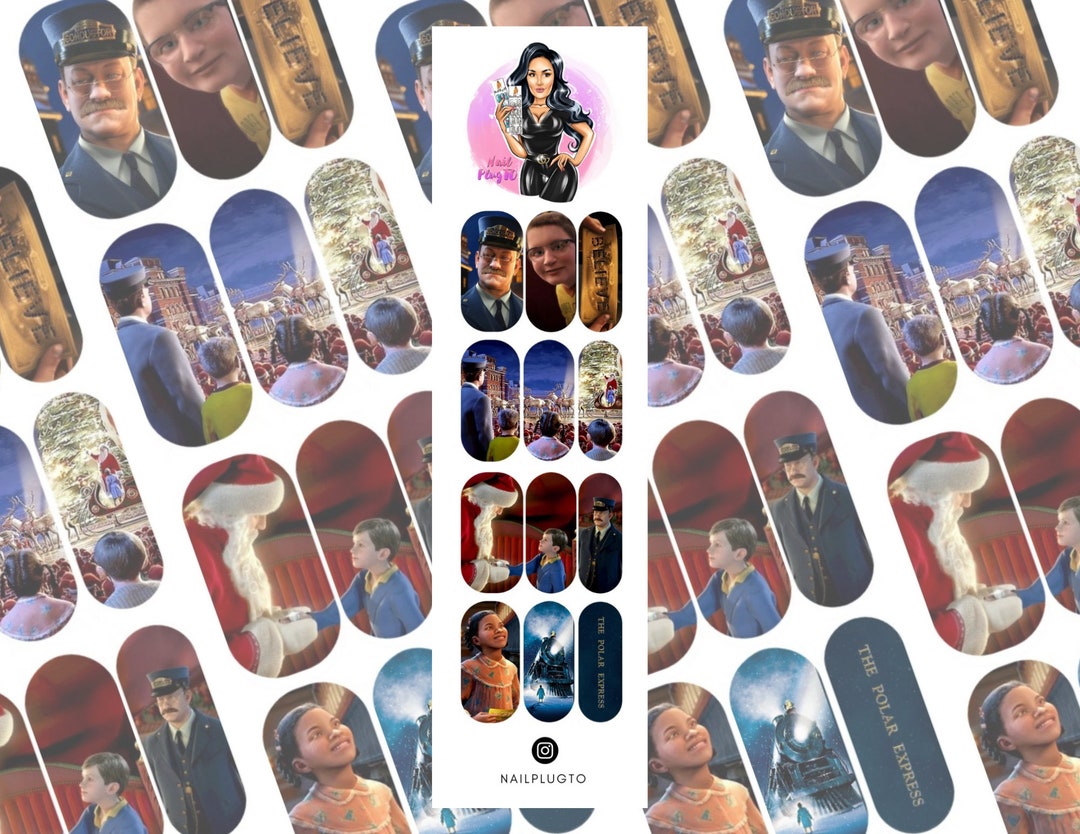 Christmas Polar Express Nail Decals Waterslide Decals Nail Art Nail ...