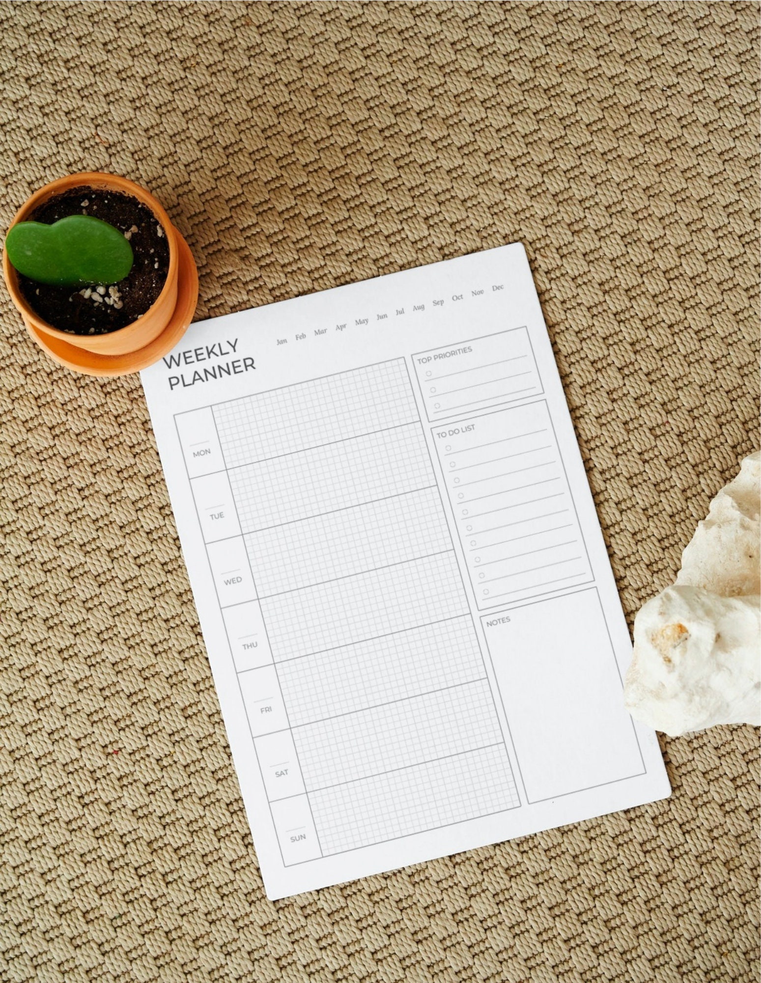 Minimalist Weekly Planner, Weekly Desk Planner, Printable/digital ...