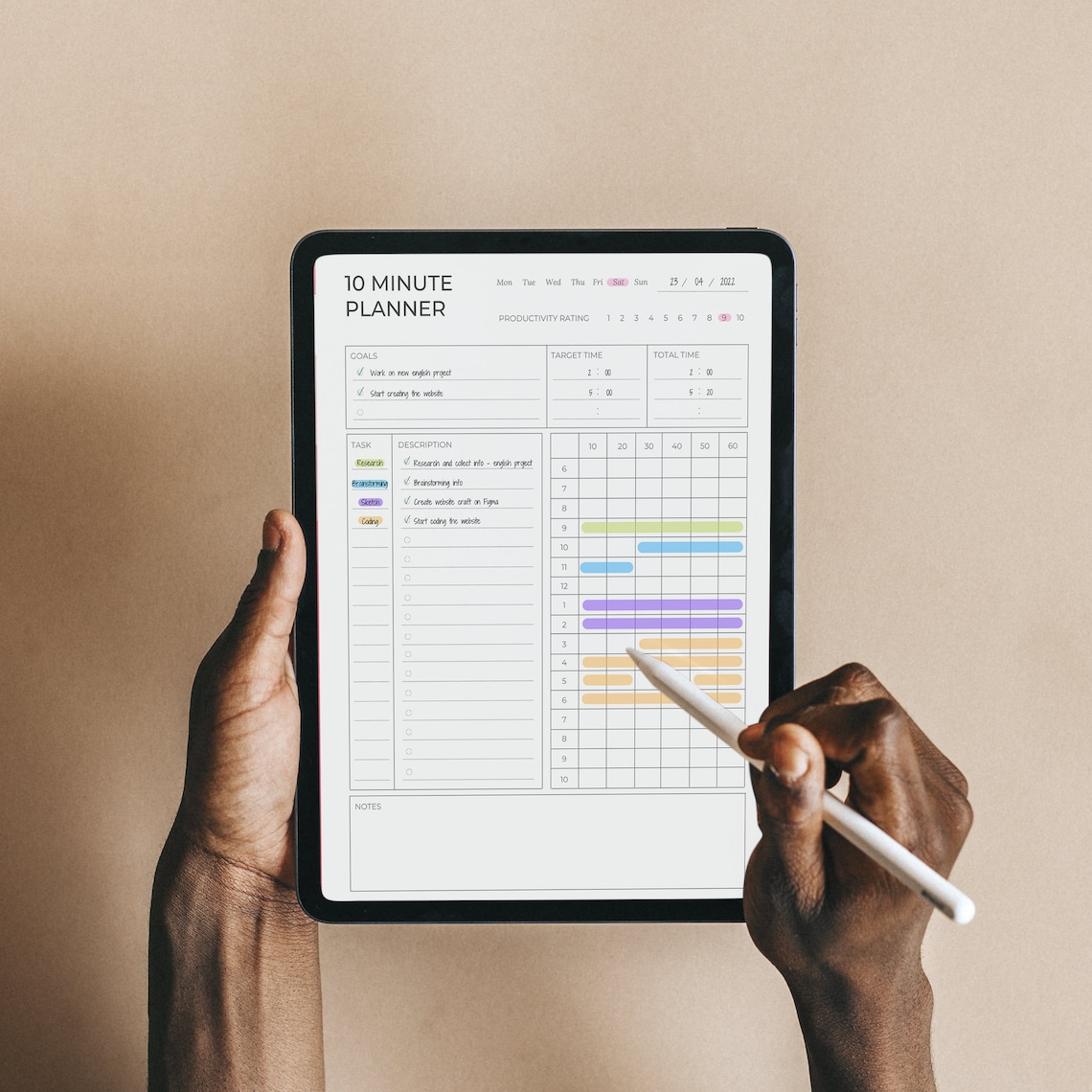 10 Minute Planner, Pomodoro Tracker, Time Management, Productivity ...