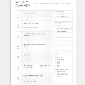 Minimalist Weekly Planner, Weekly Desk Planner, Printable/digital ...