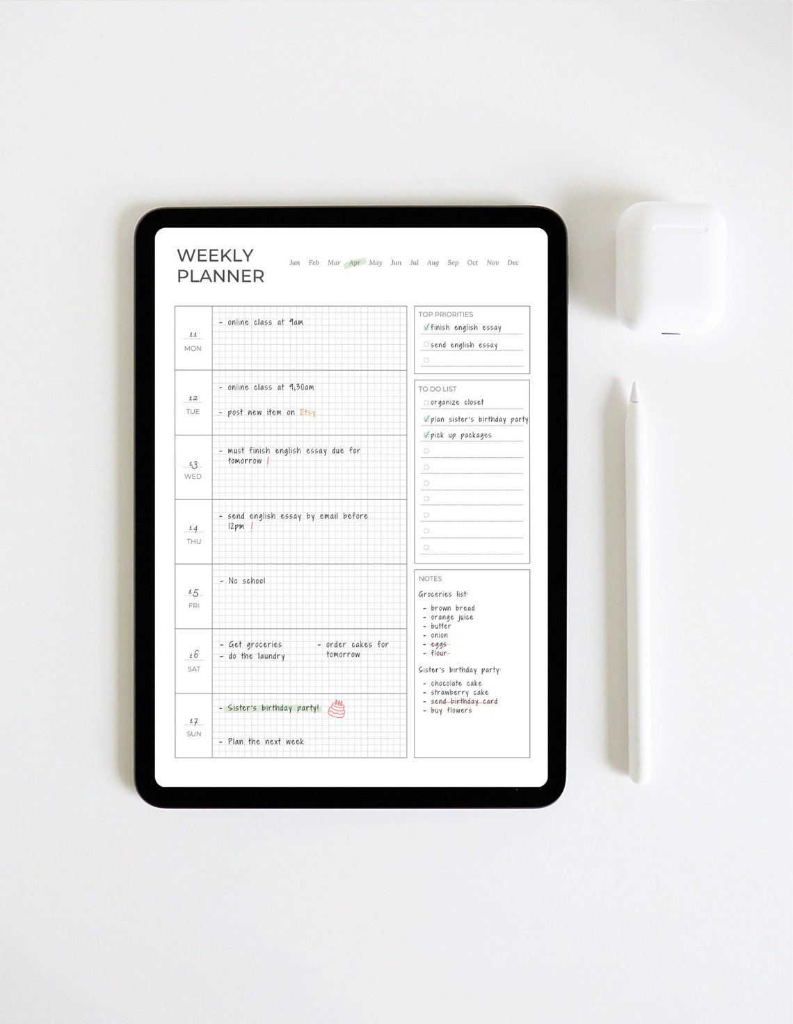 Minimalist Weekly Planner, Weekly Desk Planner, Printable/digital ...