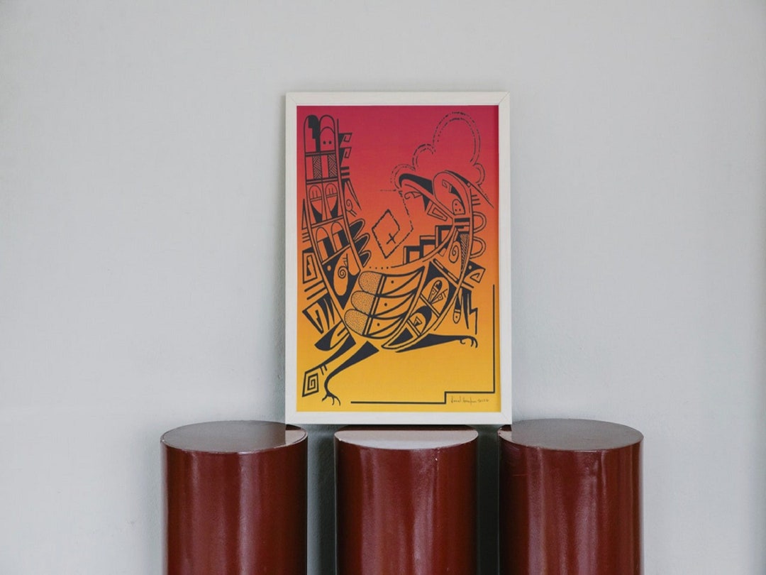 Original Artwork Prints Available-hos-poh-wih roadrunner With Hopi ...