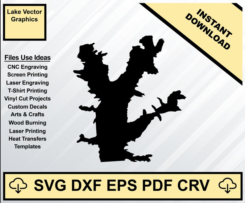 Rend Lake Illinois Map Silhouette Shape Svg Dxf Pdf Eps Crv Vector ...