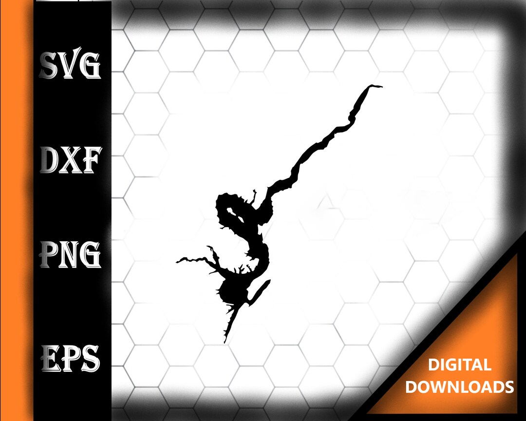 Lake Moomaw South Carolina Map Silhouette Shape Svg Dxf Pdf Eps Crv ...