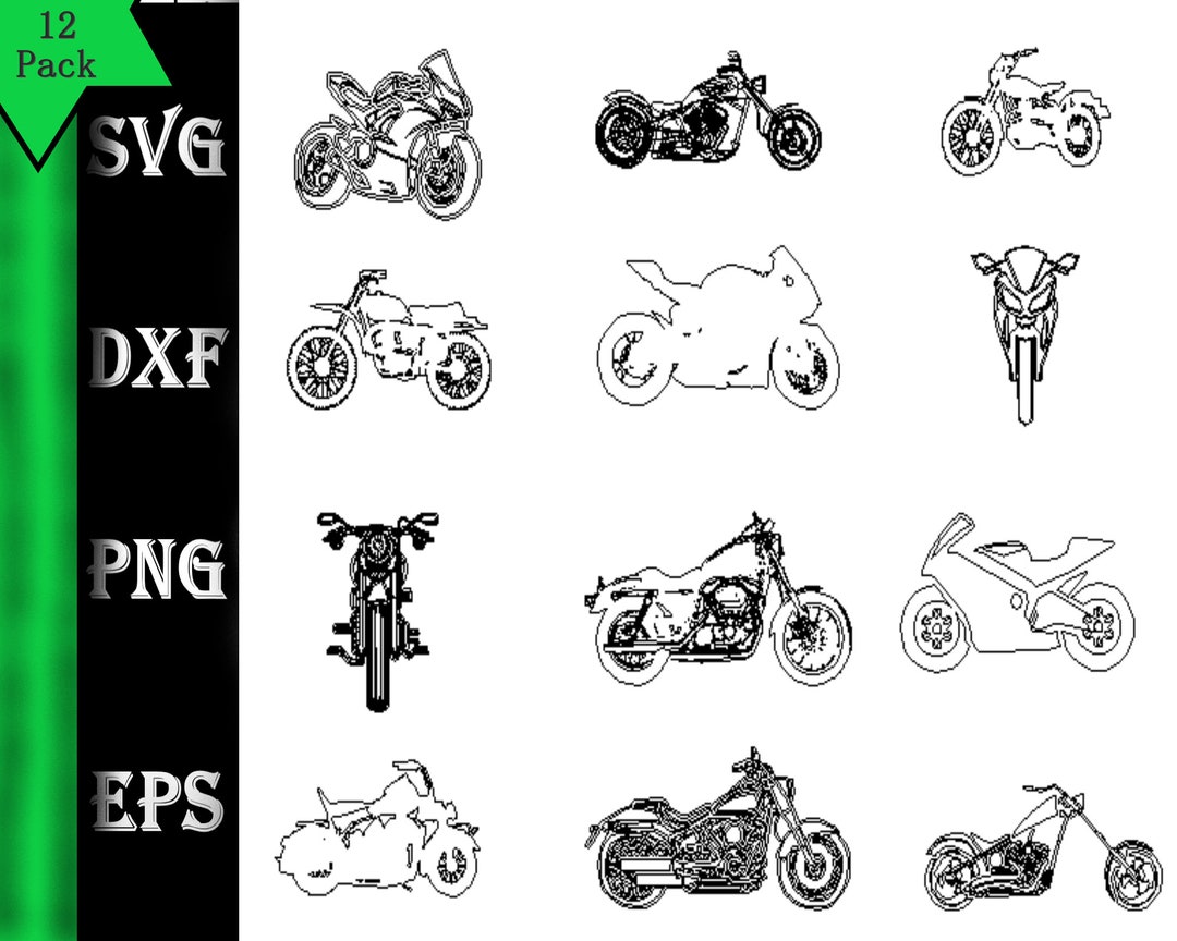 Motorcycles SVG 12-pack Shape Svg Dxf Pdf Eps Crv Vector Graphic Design ...
