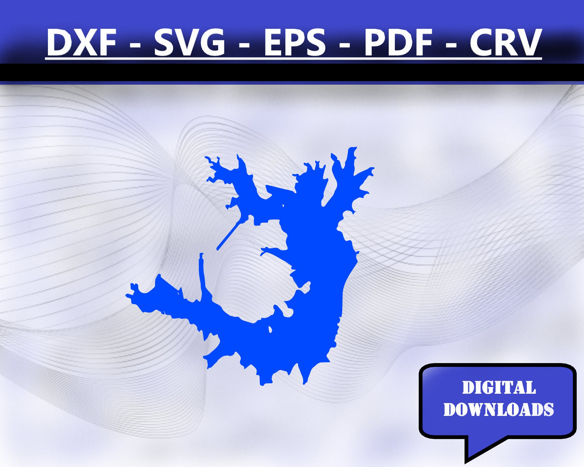 Lake Konawa Oklahoma Map Silhouette Shape Svg Dxf Pdf Eps Crv Vector ...