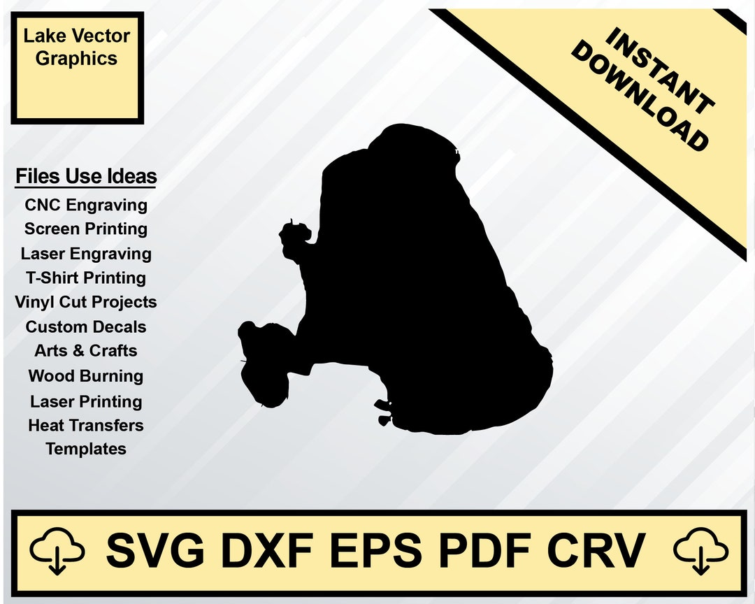 Lake Mitchell Michigan Map Silhouette Shape Svg Dxf Pdf Eps Crv Vector ...