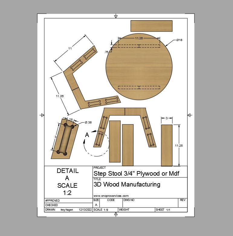 Stool Dxf File, Svg File for a Small Stepping Stool, Cnc Engraving File ...