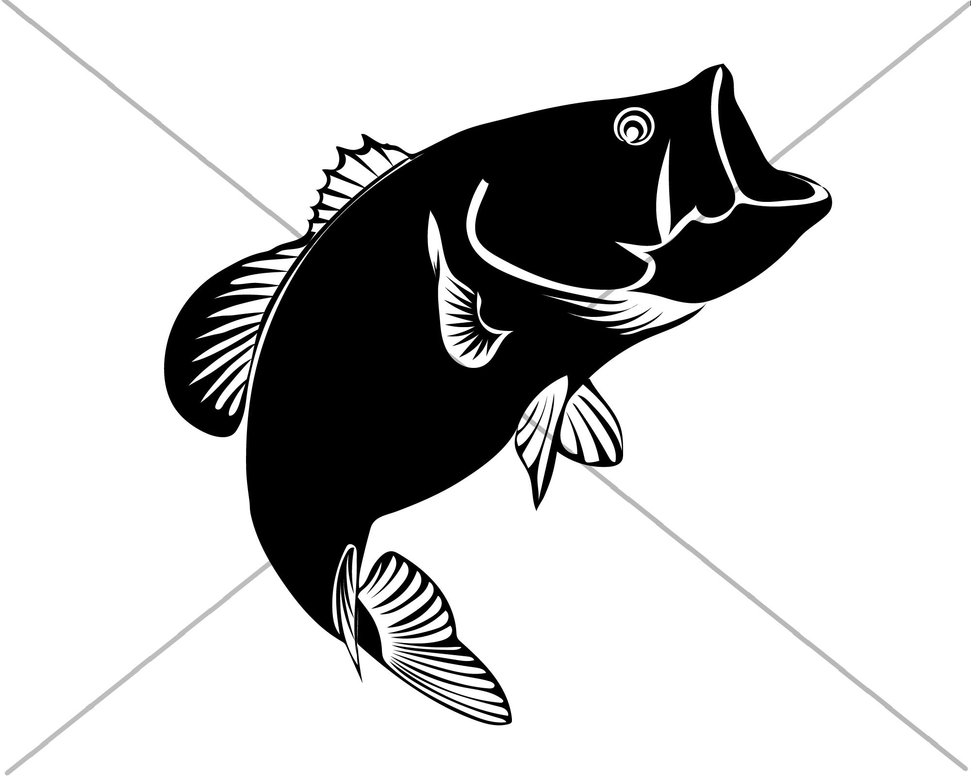 Bass Fish Silhouette Digital Download - Png, Dxf, Svg, Pdf - Etsy