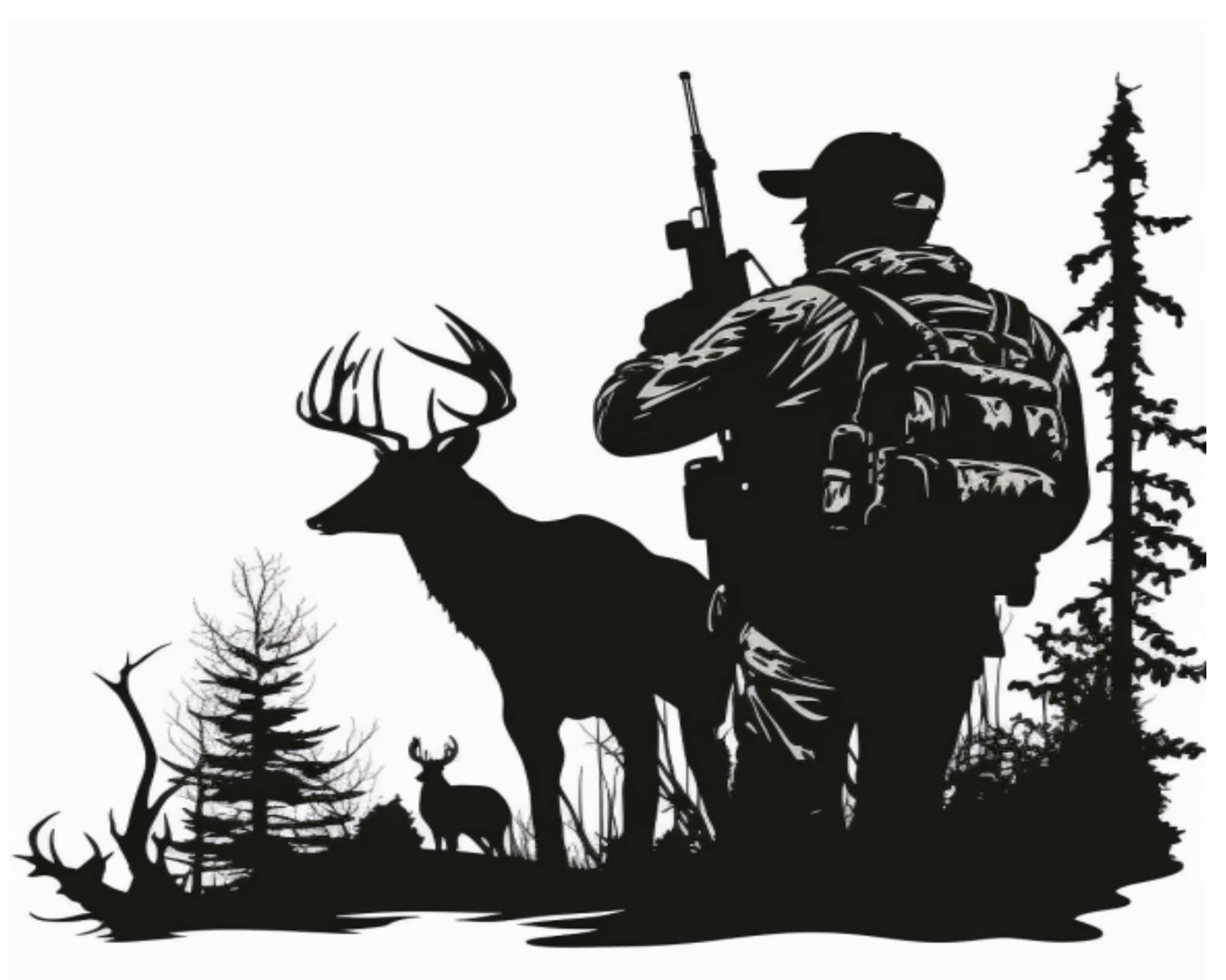 Deer Hunting Png, Svg, Dxf File Image, Nature Scene Hunting Digital ...