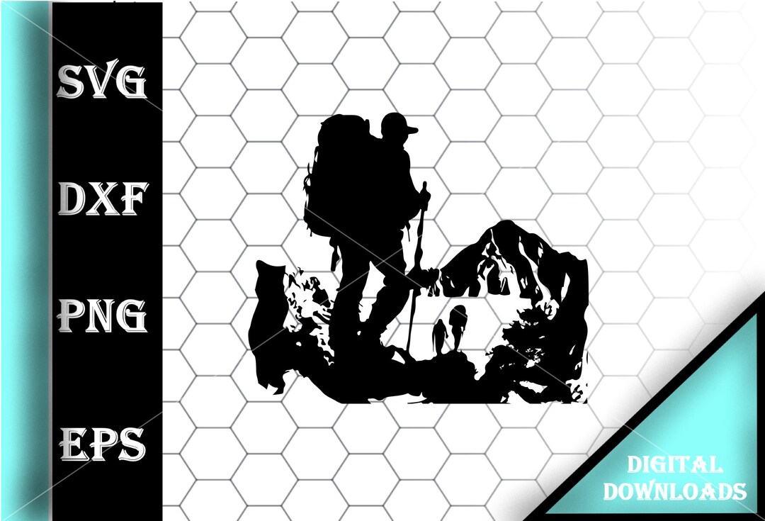 Hiking Nature Scene Svg, Png, Dxf, Pdf, Digital Downloads, Hiking Image ...