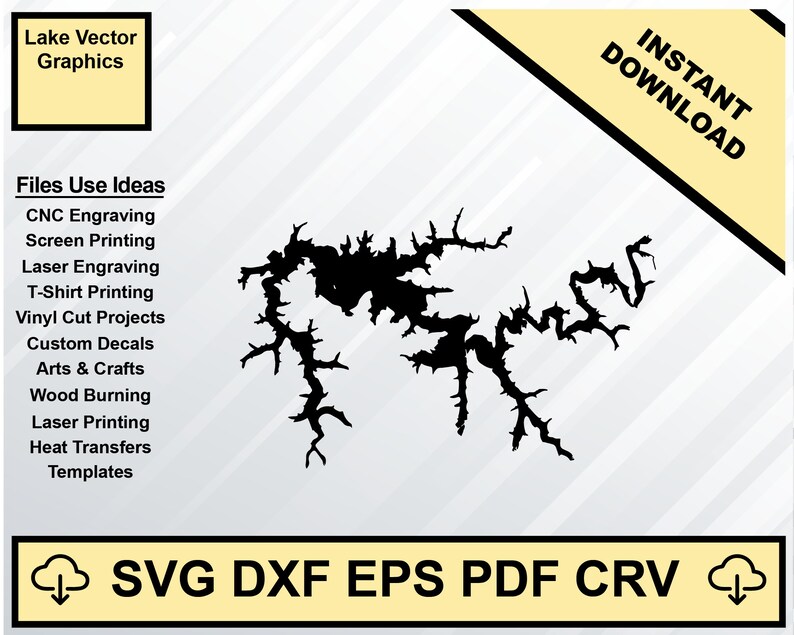 Patoka Lake SVG Map Silhouette Shape Svg Dxf Pdf Eps Crv Vector Graphic ...