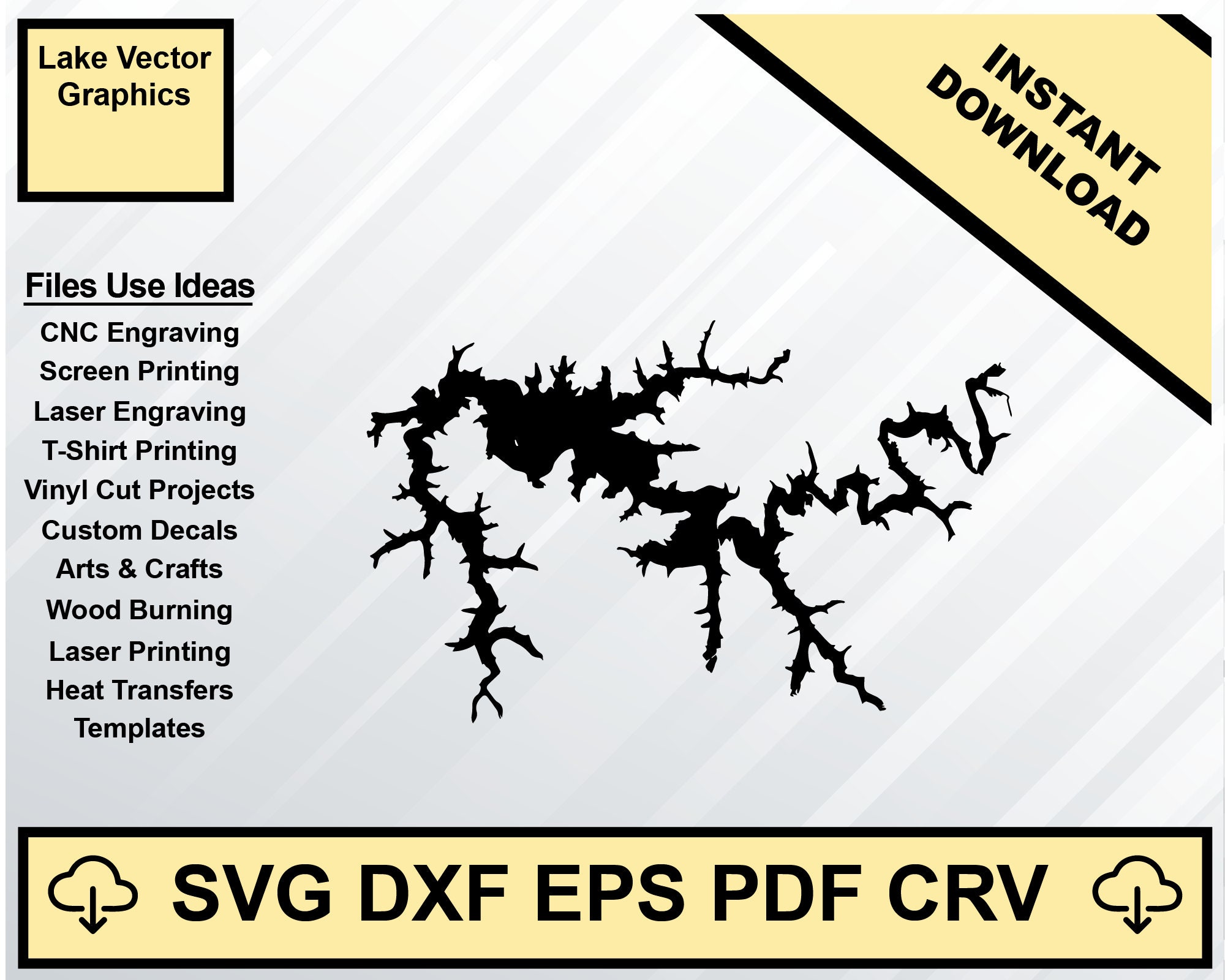 Patoka Lake SVG Map Silhouette Shape Svg Dxf Pdf Eps Crv Vector Graphic ...