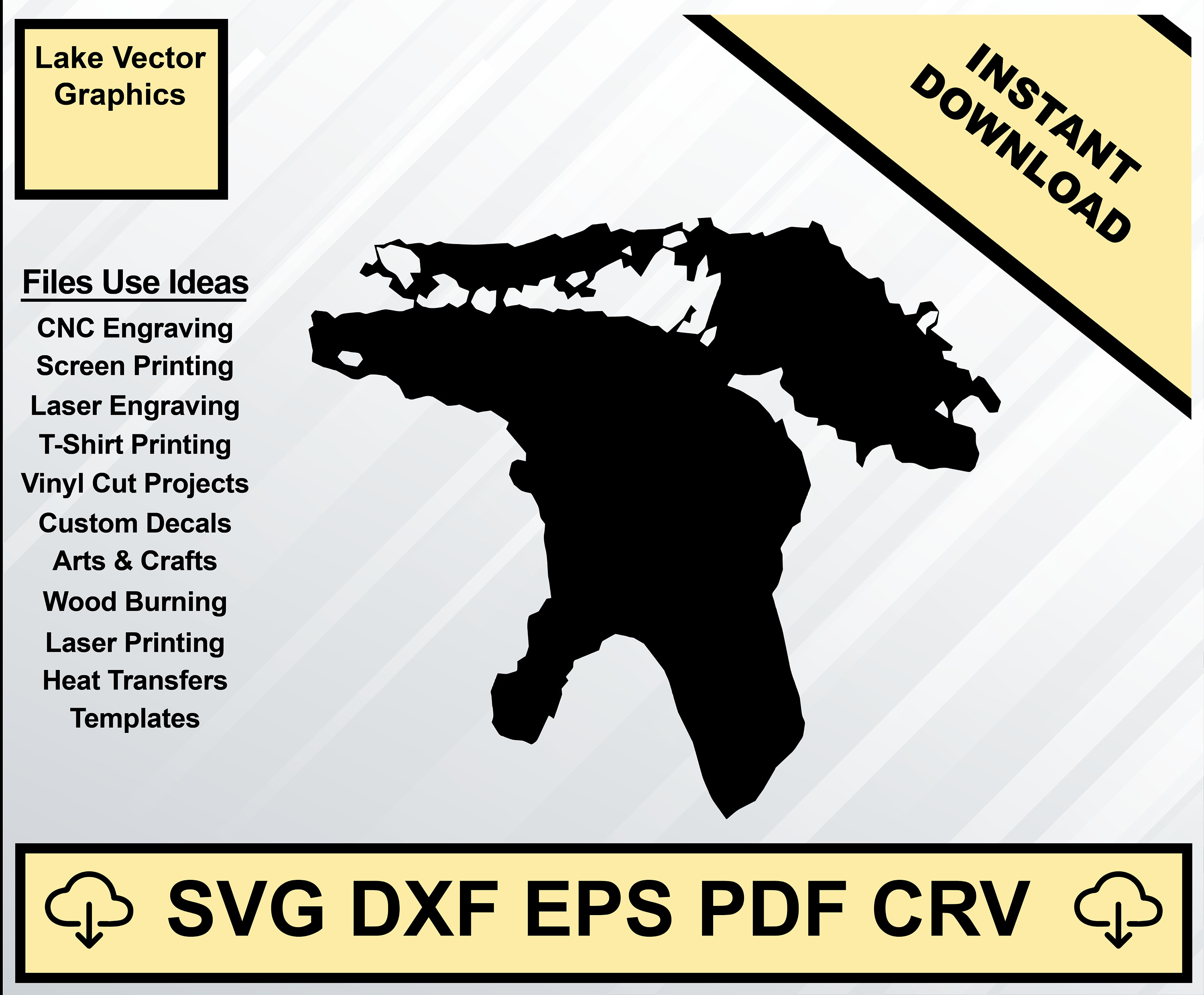 Lake Huron Michigan Map Silhouette Shape Svg Dxf Pdf Eps Crv - Etsy