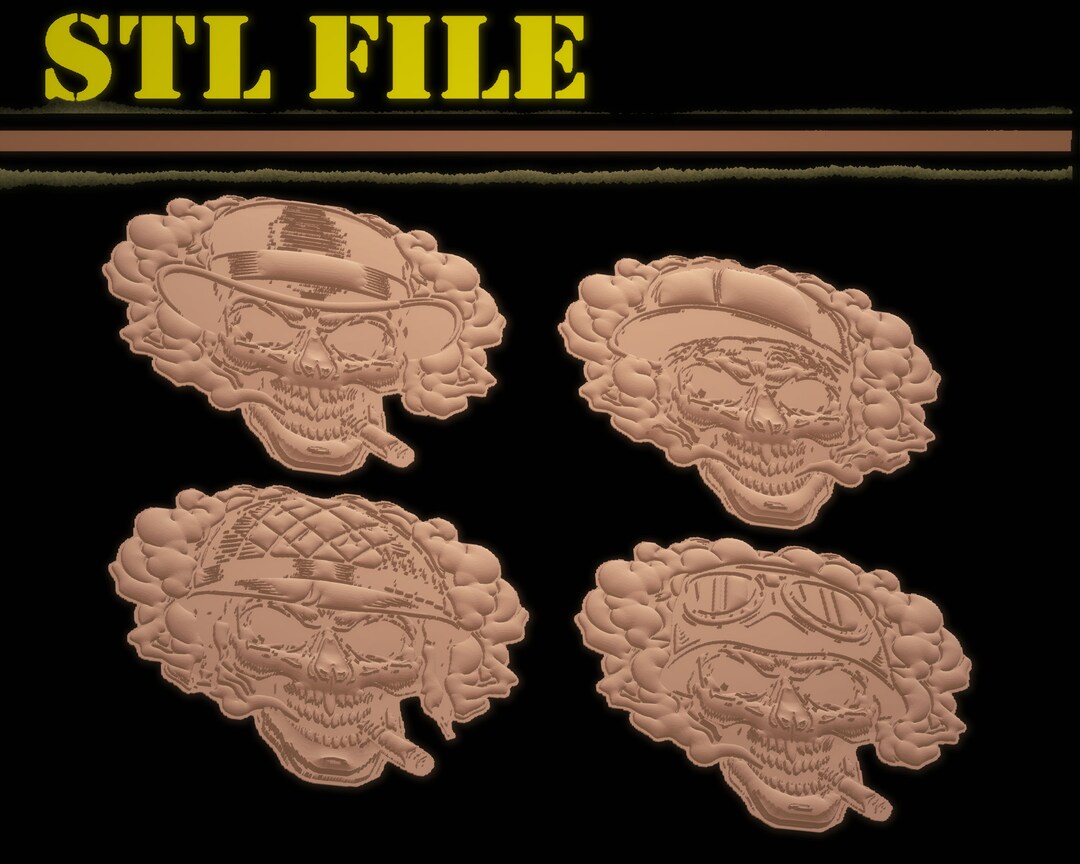 3D STL 4-pack File for CNC Router, Skull STL File for Cnc Routing ...