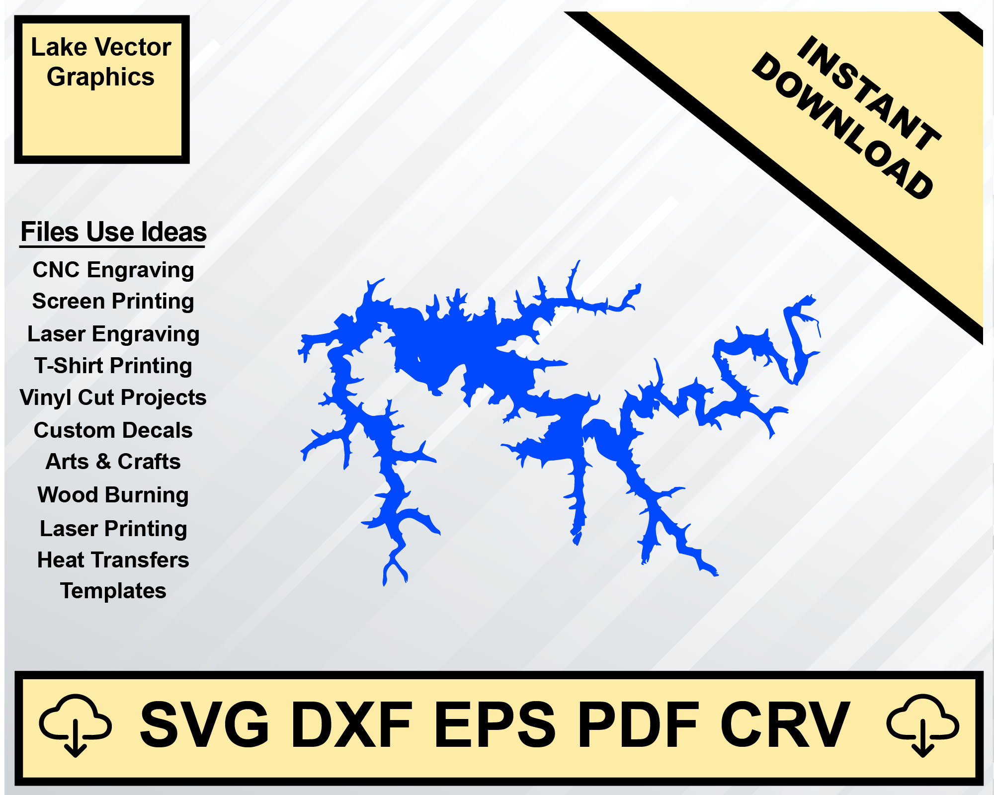 Patoka Lake SVG Map Silhouette Shape Svg Dxf Pdf Eps Crv Vector Graphic ...