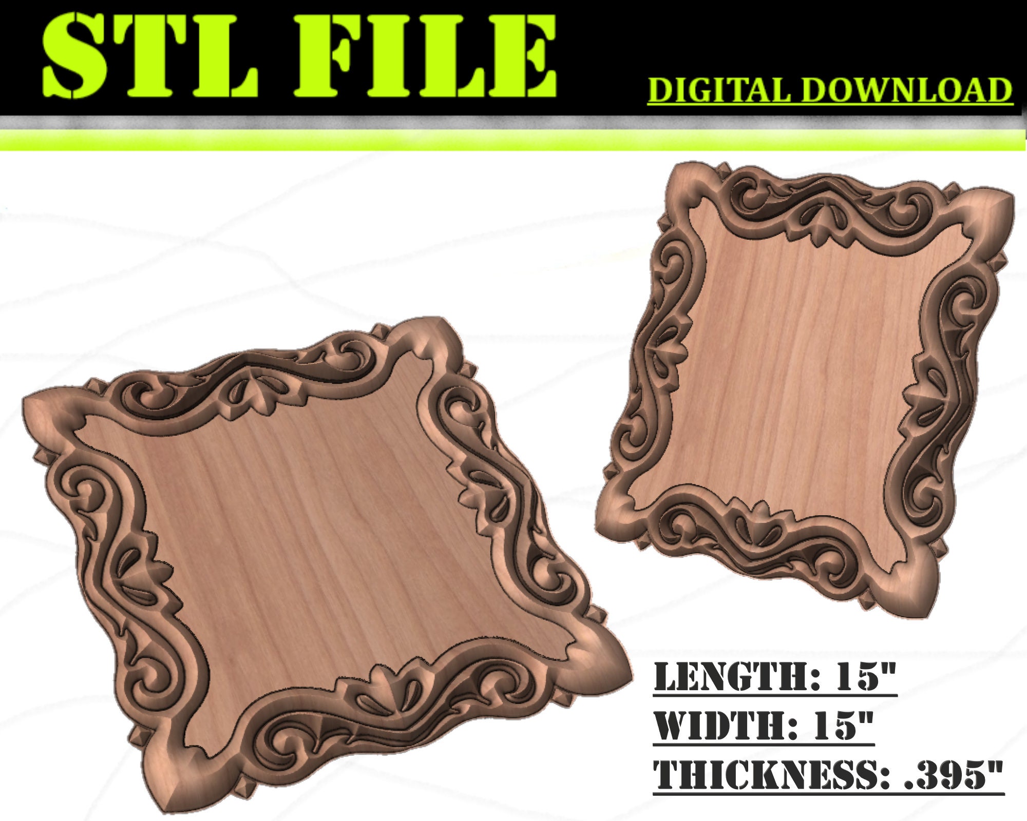 Frame 3D Render STL File for CNC Router, STL Engraving File for a ...