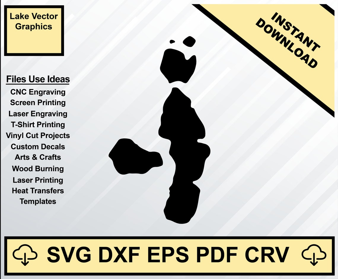 Rock Lake Wisconsin Map Silhouette Shape Svg Dxf Pdf Eps Crv - Etsy