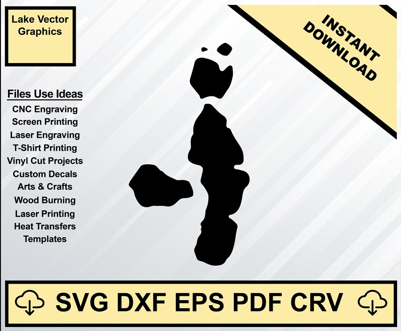 Rock Lake Wisconsin Map Silhouette Shape Svg Dxf Pdf Eps Crv - Etsy