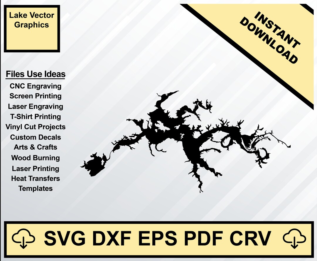 Weiss Lake Georgia Map Silhouette Shape Svg Dxf Pdf Eps Crv Vector ...