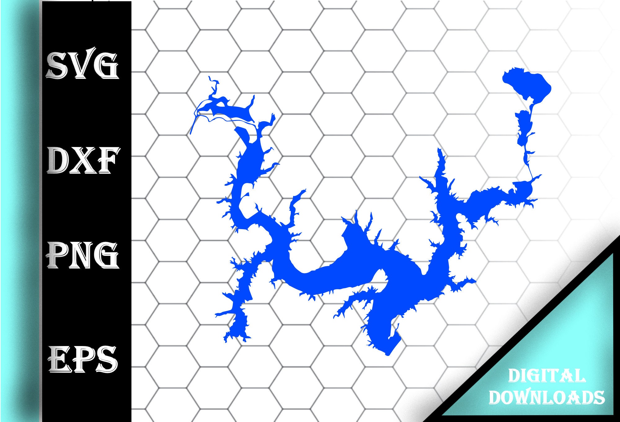 Lake Texoma Oklahoma Map Svg Dxf Pdf Eps Crv Vector Graphic - Etsy