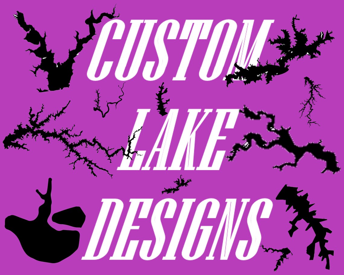 Custom Lake Map Silhouette Shape Svg Dxf Pdf Eps Crv Vector Graphic Design Laser File Screen
