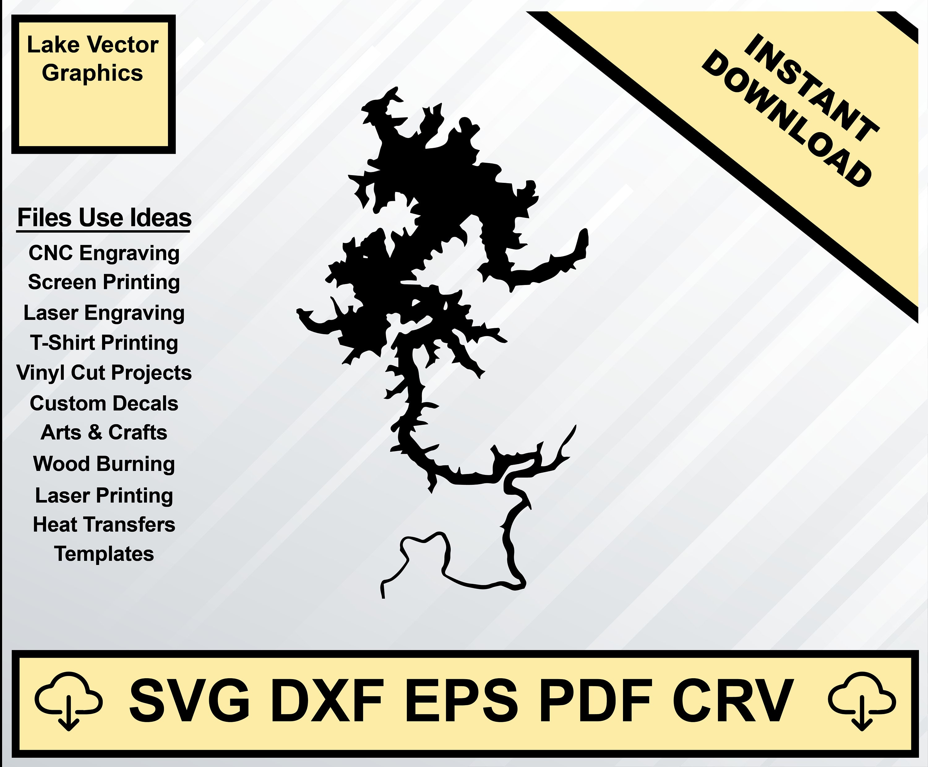 Blue Ridge Lake Georgia Map Silhouette Shape Svg Dxf Pdf Eps Crv Vector ...