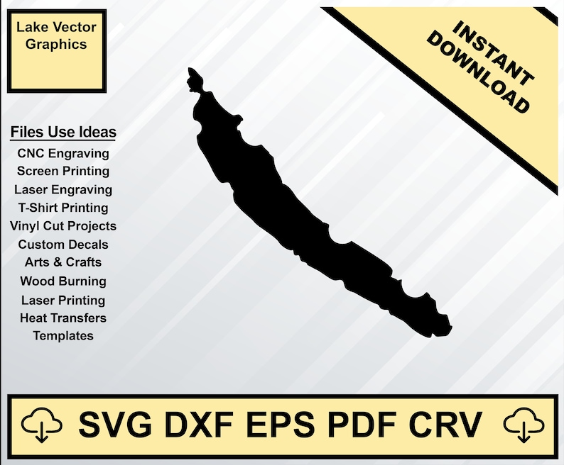 Otisco Lake New York Map Silhouette Shape Svg Dxf Pdf Eps Crv Vector ...