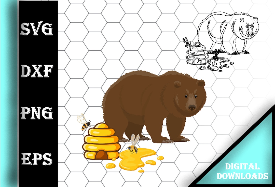 Honey Bear Svg Shape Svg Dxf Pdf Eps Crv Vector Graphic Design, Laser ...