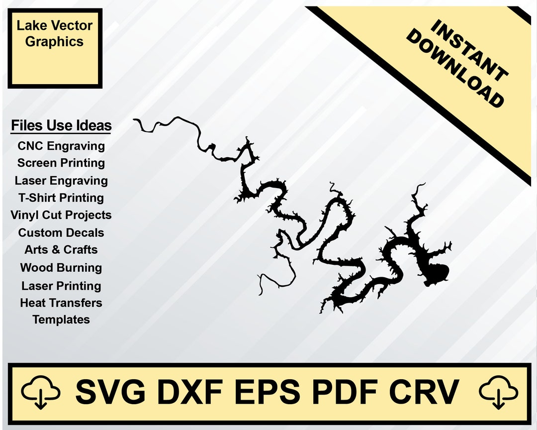 Lake Travis Texas Map Silhouette Shape Svg Dxf Pdf Eps Crv Vector ...