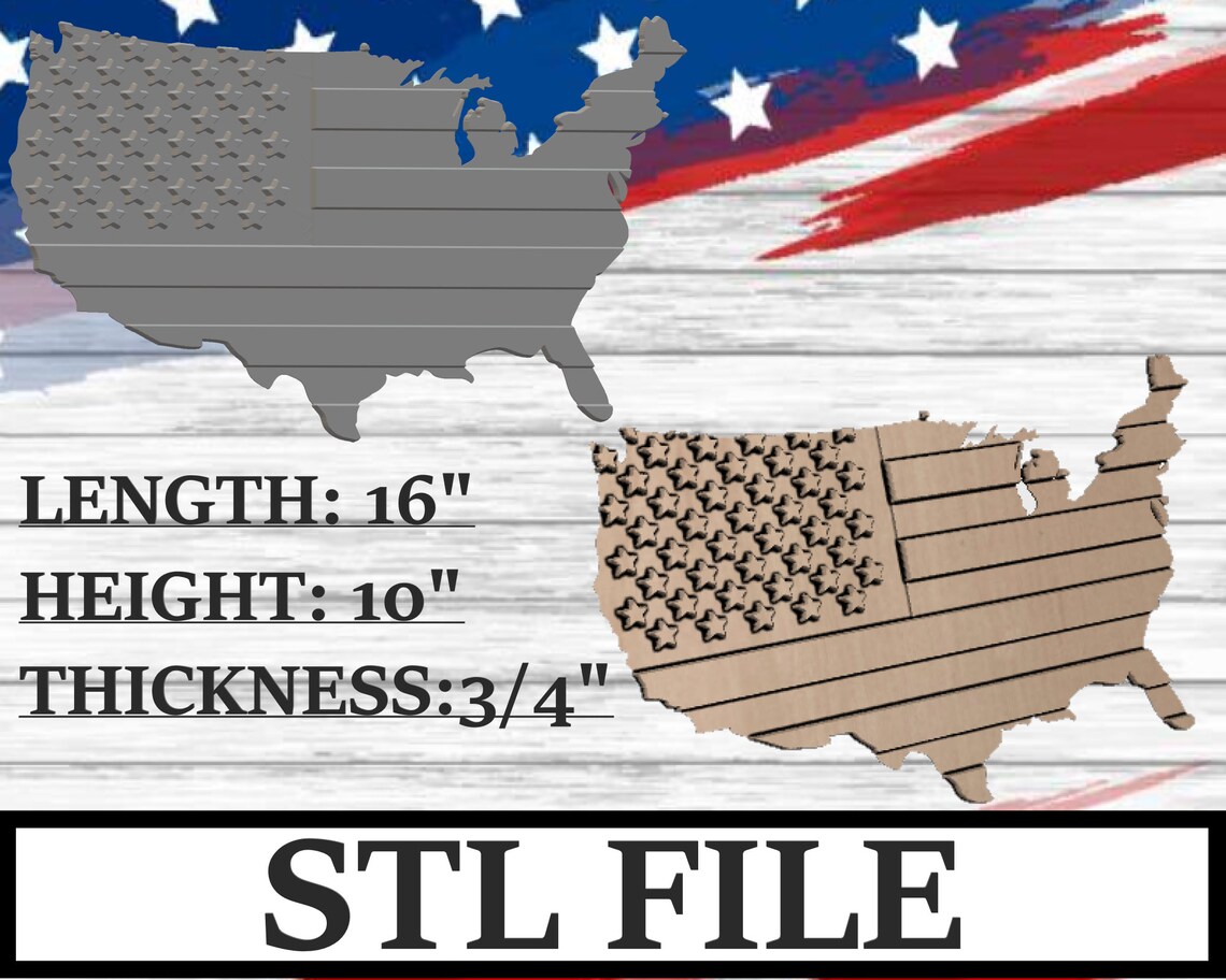 3D STL File for CNC Router, Flag United States STL File for Cnc Routing ...