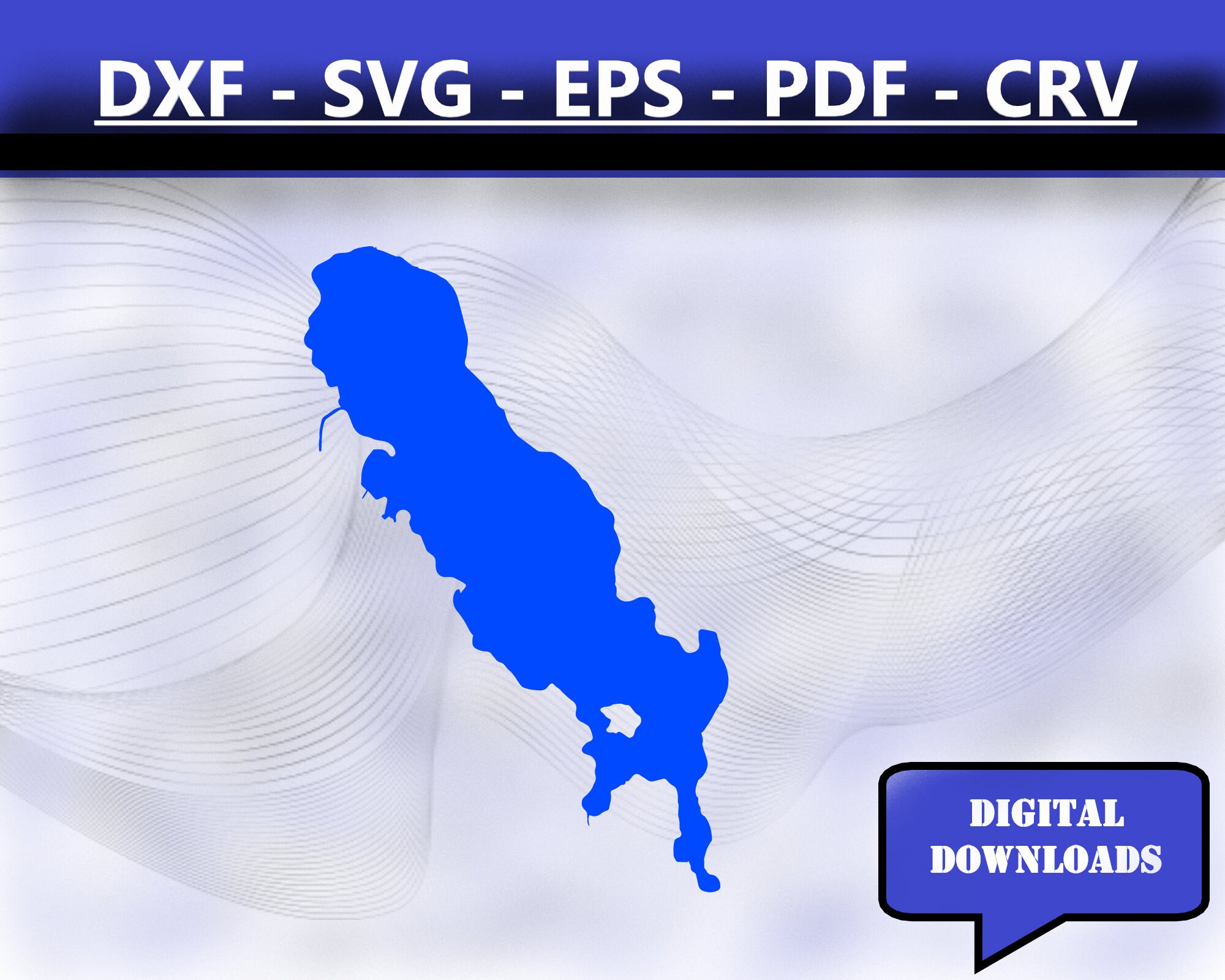 Gull Lake Michigan Map Silhouette Shape Svg Dxf Pdf Eps Crv Vector ...