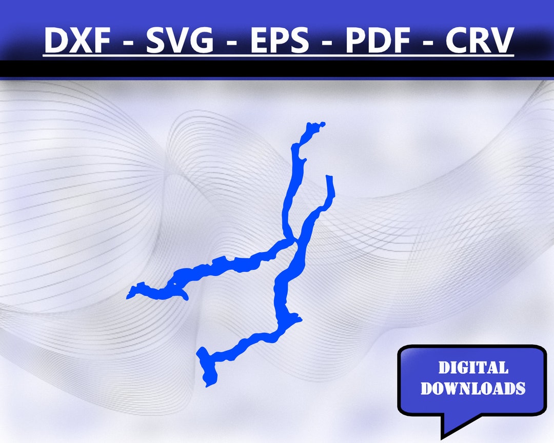 Shuswap Lake Map Svg Dxf Pdf Eps Crv Vector Graphic Design, Laser File ...