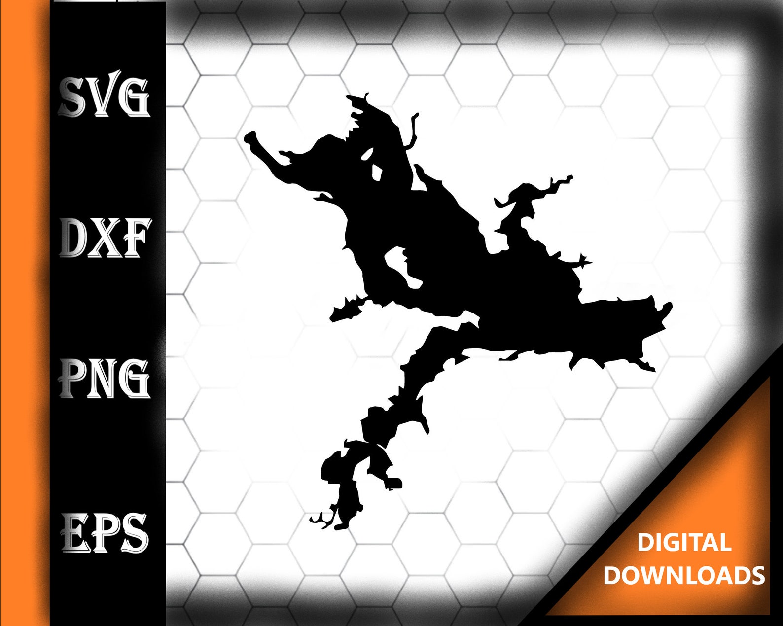 Robert S. Kerr Reservoir Map Svg Dxf Pdf Eps Crv Vector - Etsy