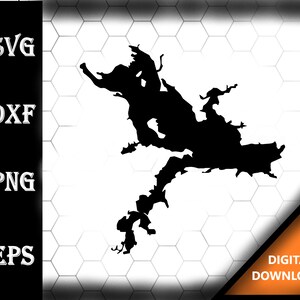 Robert S. Kerr Reservoir Map Svg Dxf Pdf Eps Crv Vector - Etsy