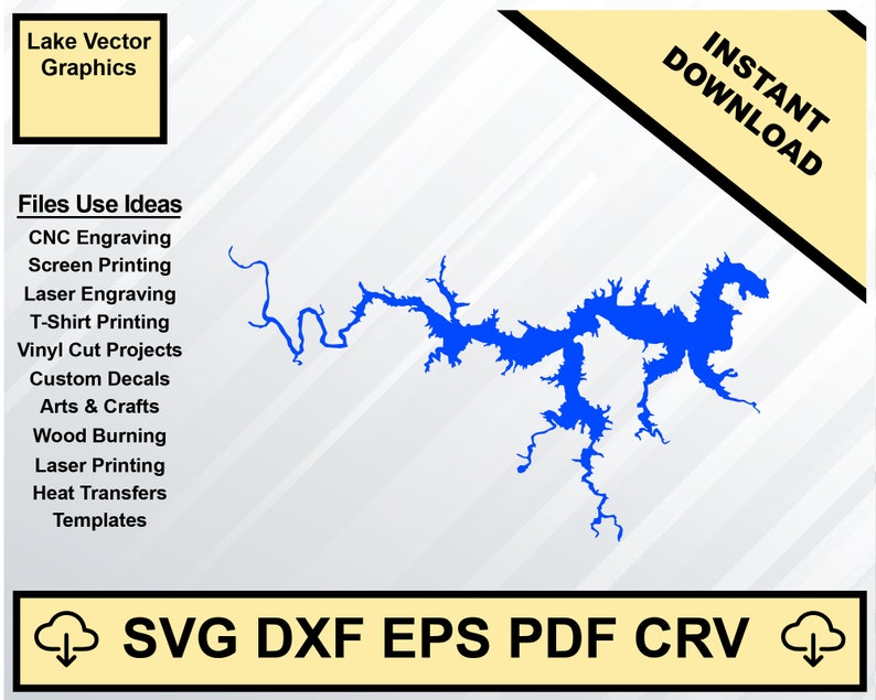 Lake Nacimiento California Map Silhouette Shape Svg Dxf Pdf Eps Crv ...
