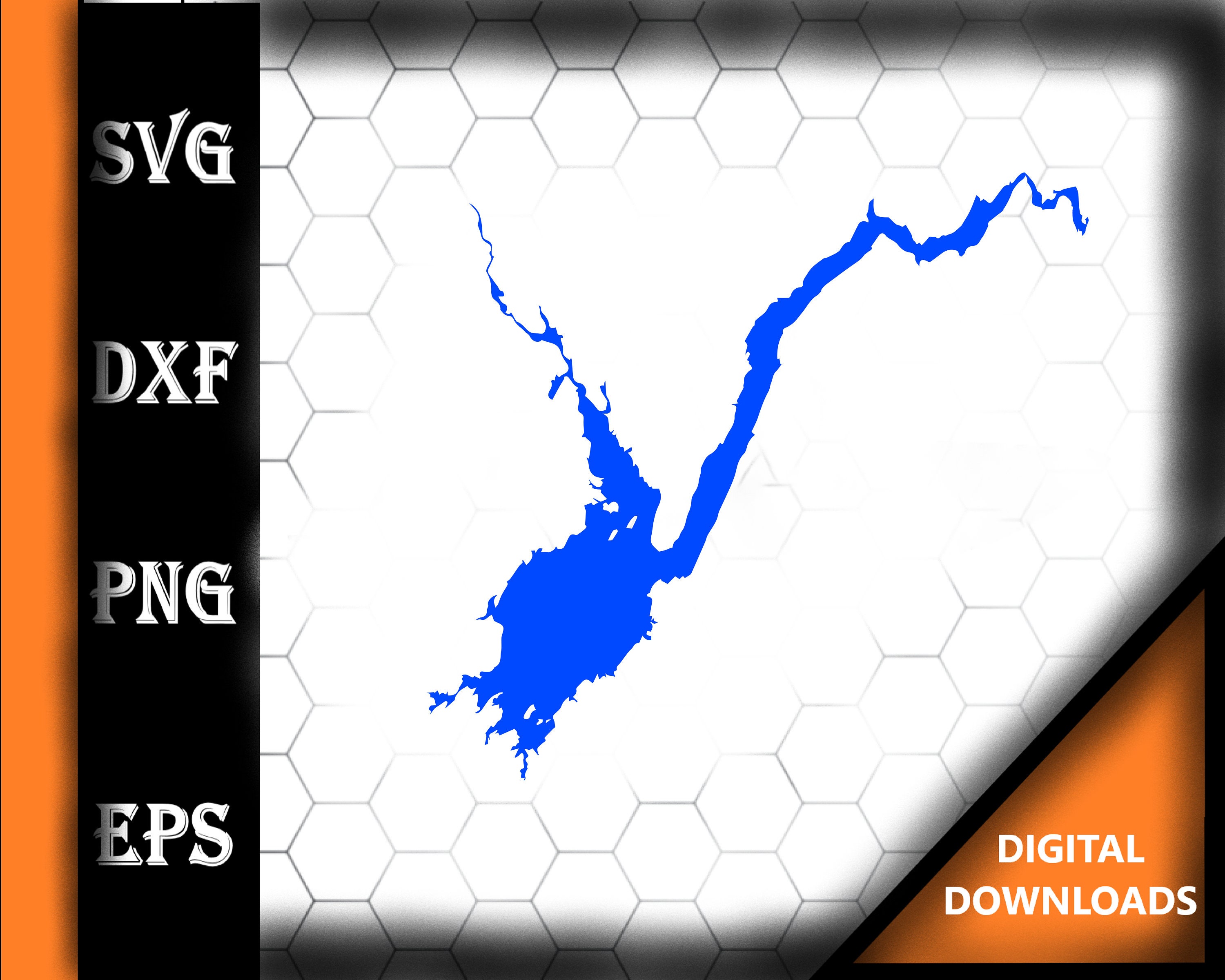 Great Sacandaga Lake New York Map Svg Dxf Pdf Eps Crv Vector Graphic ...