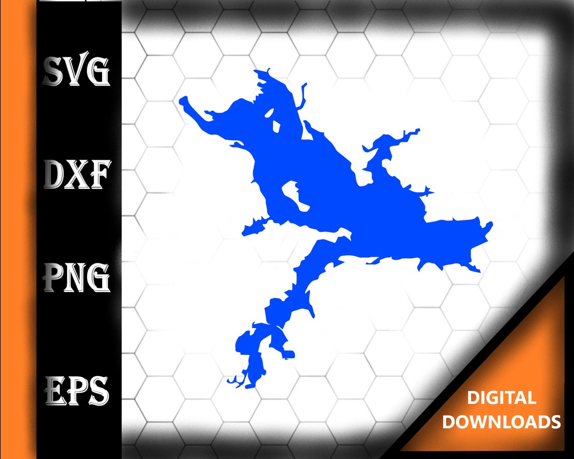 Robert S. Kerr Reservoir Map Svg Dxf Pdf Eps Crv Vector - Etsy