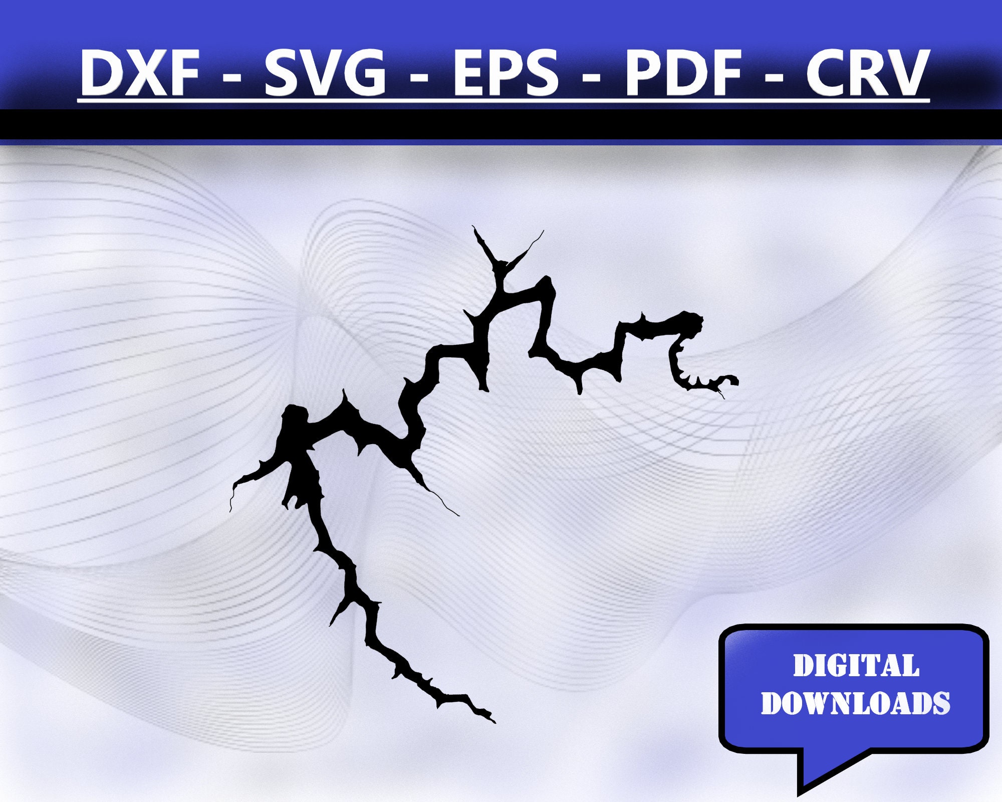 Beech Fork Lake West Virginia Map Silhouette Shape Svg Dxf Pdf Eps Crv ...