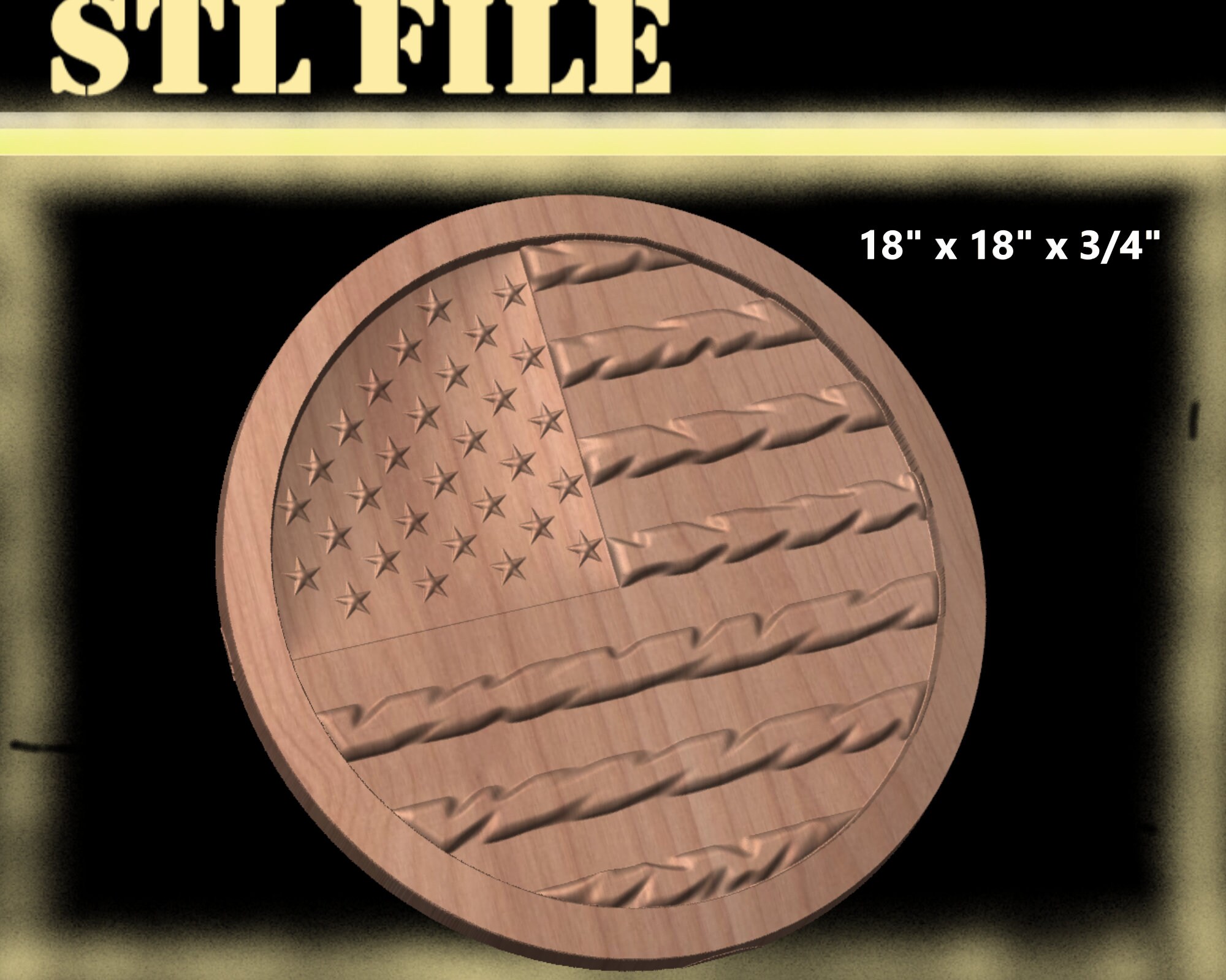 3D STL File for Cnc Router, American Flag STL File for CNC Routing ...