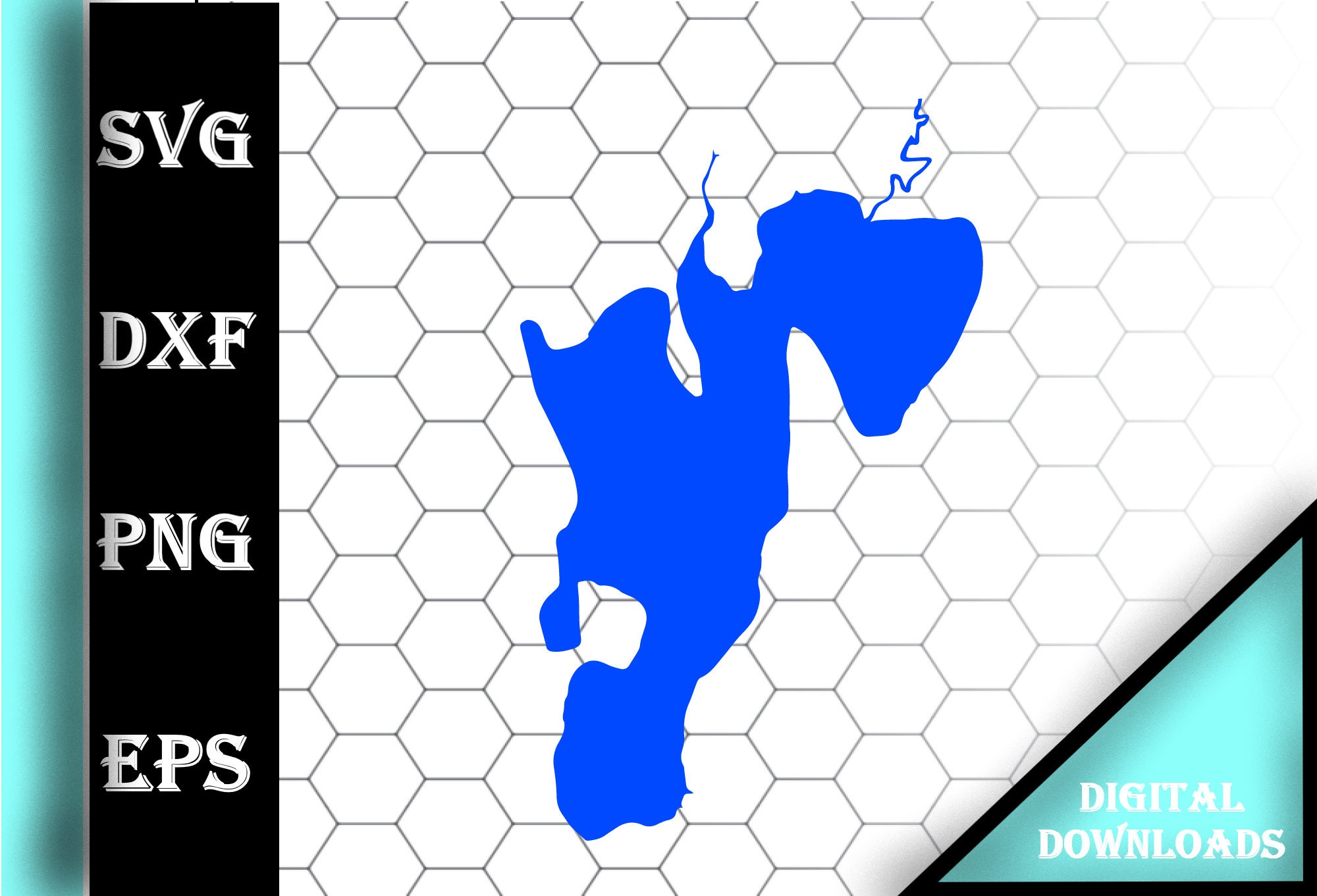 Bantam Lake Connecticut Map Silhouette Shape Svg Dxf Pdf Eps Crv Vector ...